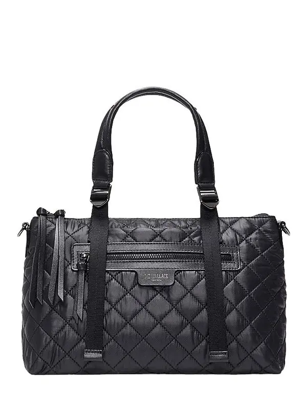 Mz Wallace Park Small Quilted Leather Satchel - Black/gunmetal
