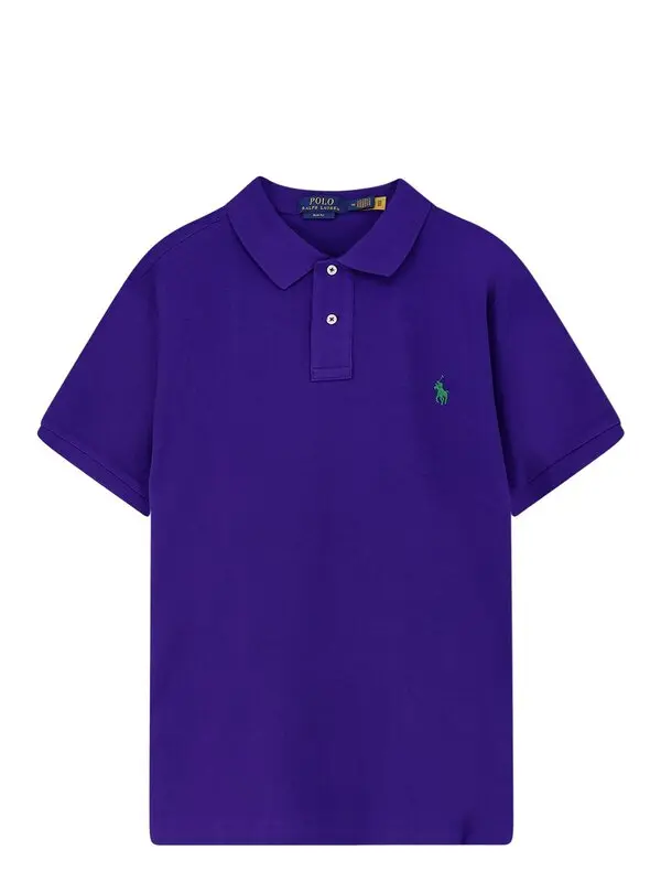 Polo Ralph Lauren Cotton Polo Shirt With Frontal Embroidered Logo - Purple