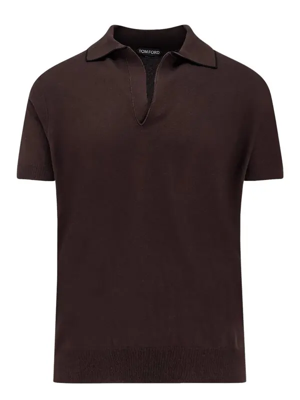 TOM FORD Cotton And Silk Blend Polo Shirt - Brown