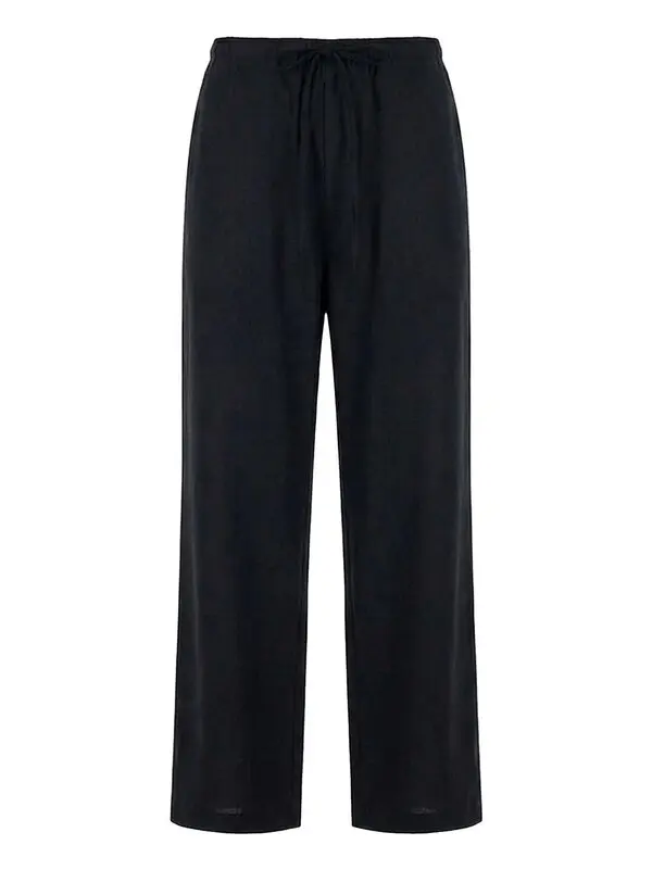 TONYWACK Wool Blend Wide Leg Trousers - Black