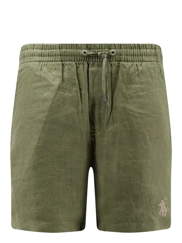 Polo Ralph Lauren Linen Bermuda Shorts With Embroidered Logo - Green