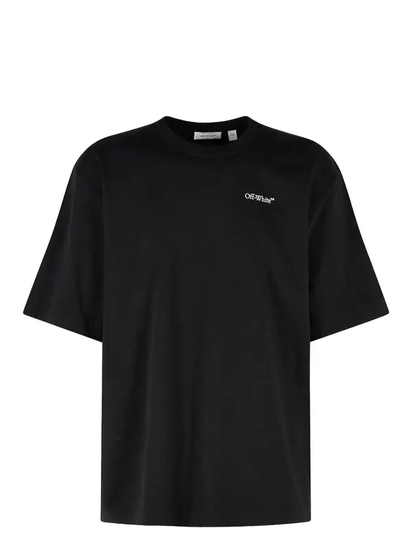 Off-White Cotton Tshirt With Frontal Logo Print - Black