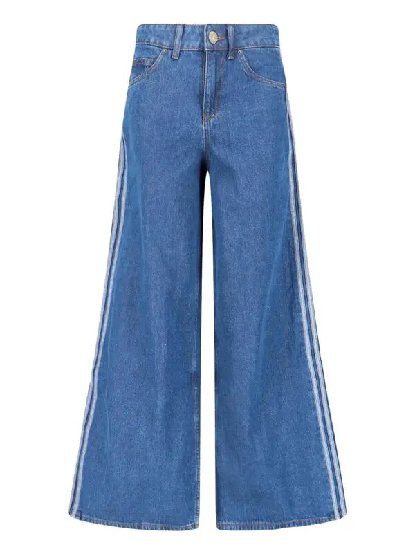 Adidas Firebird Wide Leg Jeans - Blue