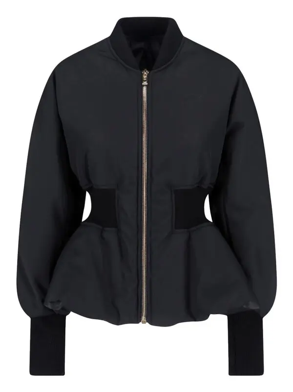 Alaïa Peplum Bomber Jacket - Black