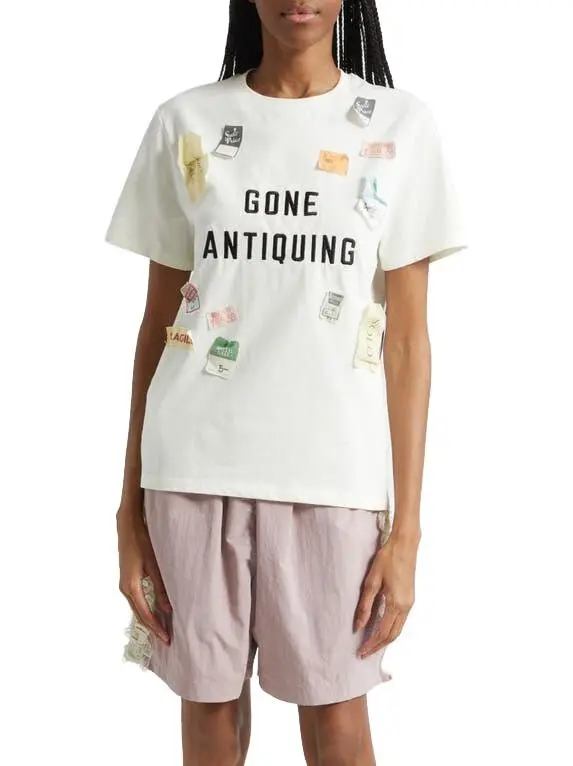 TANNER FLETCHER Gender Inclusive Gone Antiquing Appliqué T-shirt - Ivory