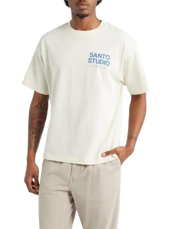 SANTO STUDIO Felicita Drappo Graphic T-shirt - Cream