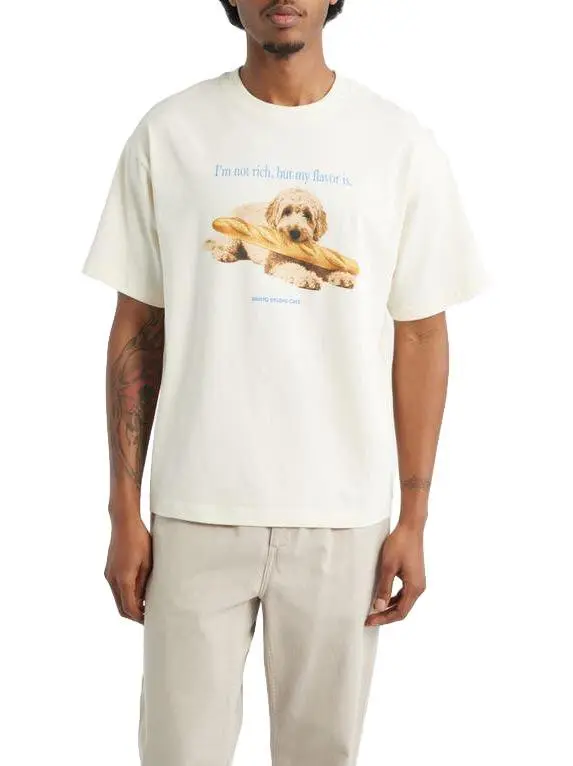 SANTO STUDIO Not Rich Dog Drappo Graphic T-shirt - Cream