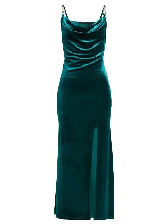 JUMP APPAREL Velvet Gown With Cowl Neck - Hunter