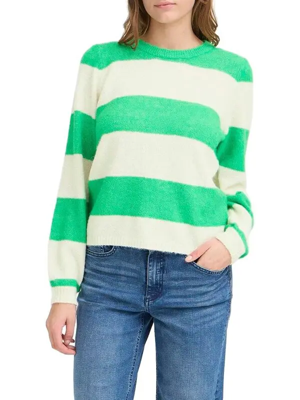 ICHI Ihdusty Stripe Sweater - Kelley Green Birch Stripe