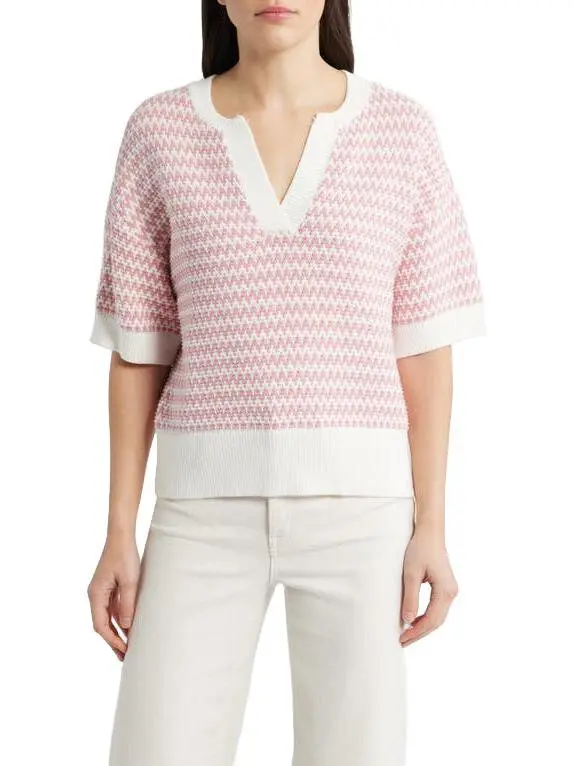 Bernardo Jacquard Popover Sweater - Blush