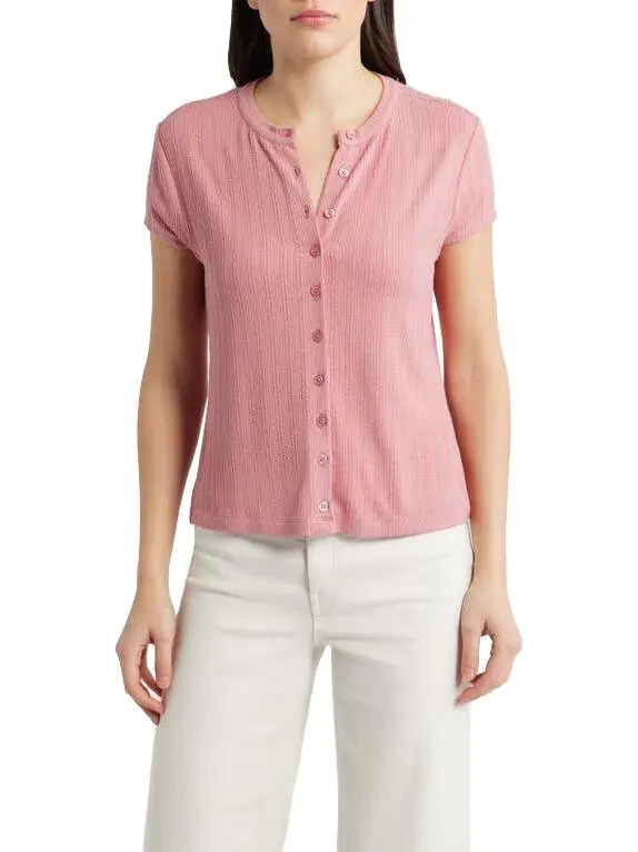 Bernardo Ribbed Buttoned Shirt - Blush