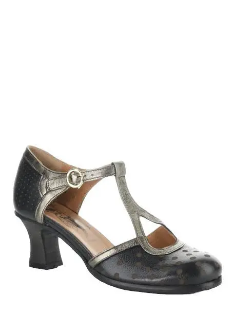 Fly London Blef T-strap Pumps - Black/graphite