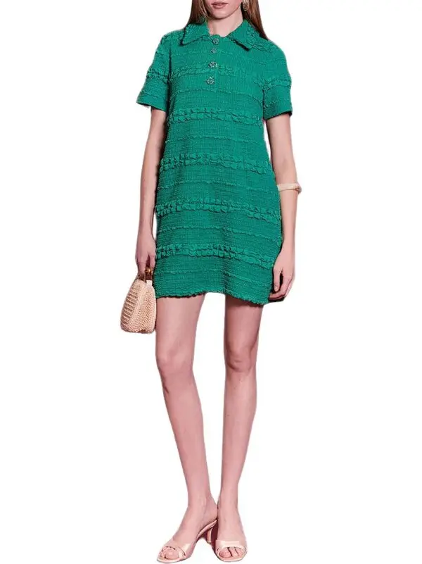 English Factory Embroidered Stretch Polo Minidress - Kelly Green