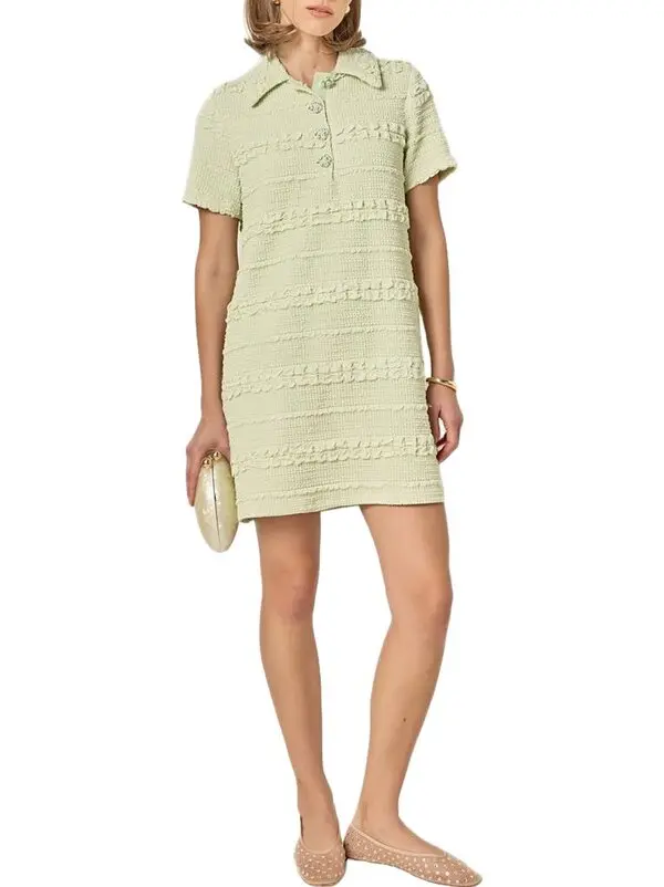 English Factory Embroidered Stretch Polo Minidress - Pistachio