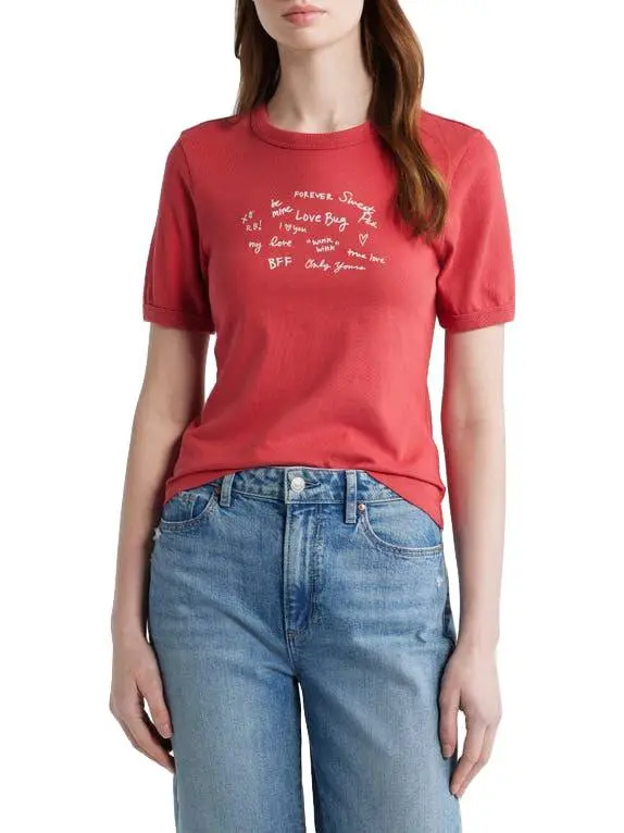 Rag & Bone Sweetheart Phrases Graphic T-shirt - Red