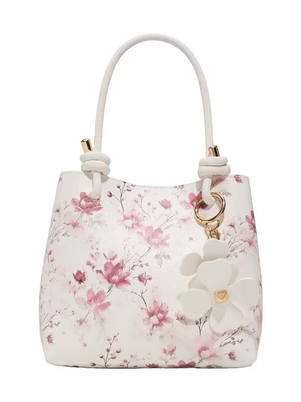 Aldo Faux Leather Satchel With Floral Print - White/multi