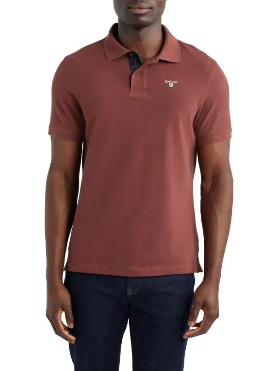 Barbour Regular Fit Tartan Piqué Polo - Burnt Pepper