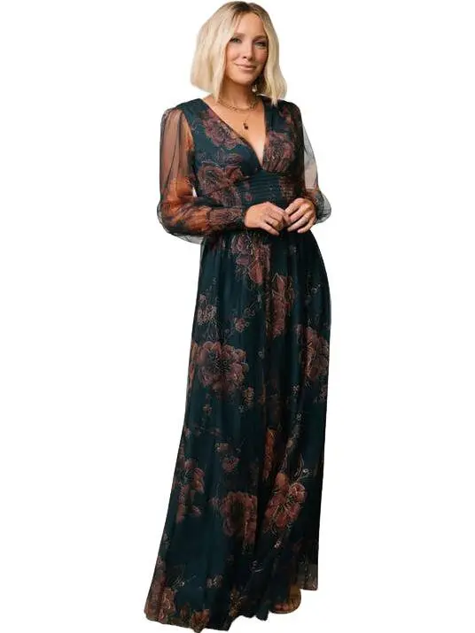 BALTIC BORN Layla Tulle Maxi Dress - Copper + Blue Metallic