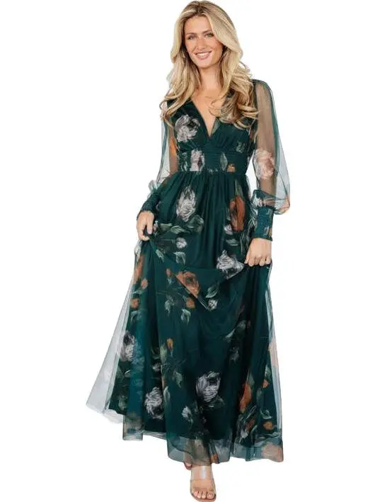 BALTIC BORN Layla Tulle Maxi Dress - Deep Topaz Floral