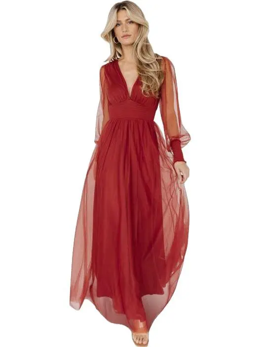 BALTIC BORN Layla Tulle Maxi Dress - Terracotta