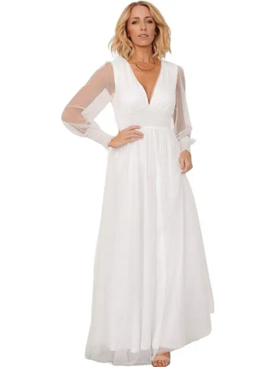 BALTIC BORN Layla Tulle Maxi Dress - White