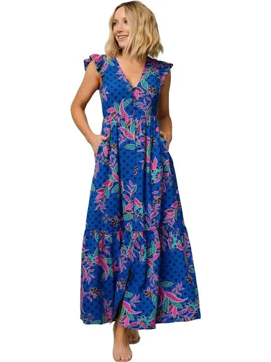 BALTIC BORN Biscayne Printed Maxi Dress - Indigo Print