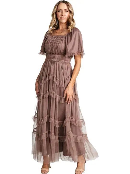 BALTIC BORN Magdalena Tulle Maxi Dress - Mink