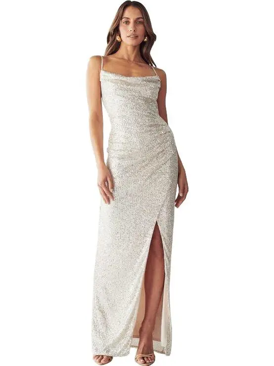 BWLDR Indy Maxi Dress - Champagne Sequin