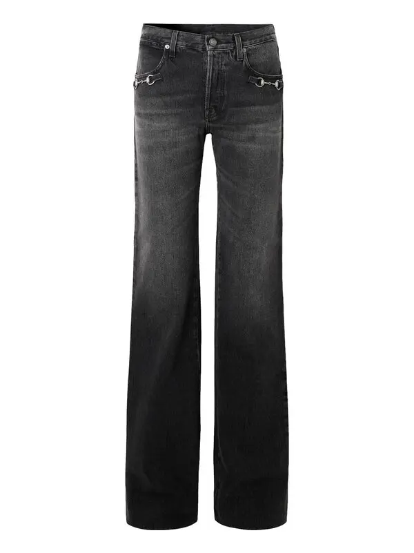 Gucci Horsebit-detailed Low-rise Bootcut Jeans - Gray