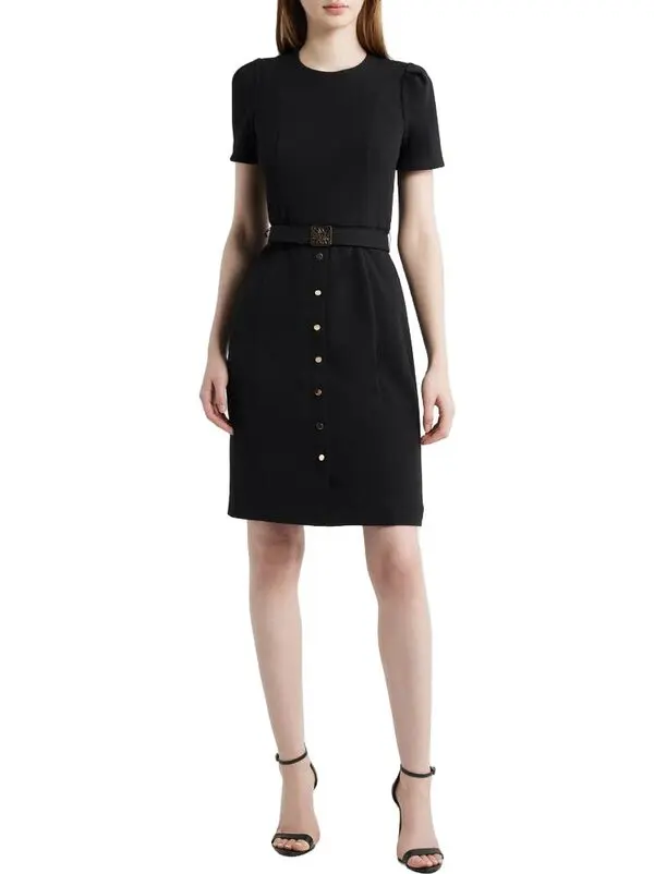 Anne Klein Belted Sheath Dress - Anne Black