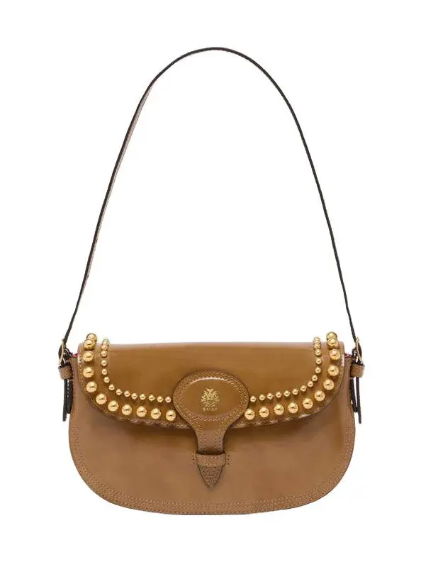 Bally Beckett Small Shoulder Bag With Studs - Natural