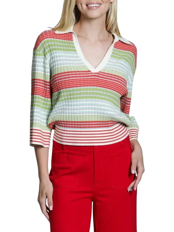 APNY Ribbed Stripe Polo - Olive Multi