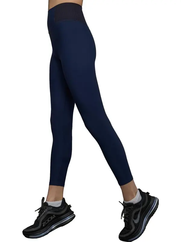 Carbon38 Seamed Legging In Melt W/ Ribbing - Navy/black