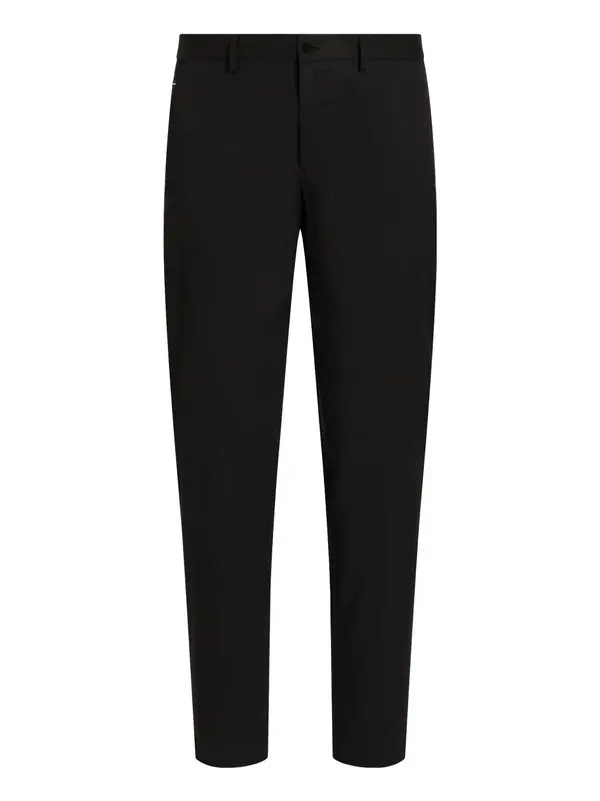 Dolce & Gabbana Stretch Cotton Twill Pants With Branded Tag - Black