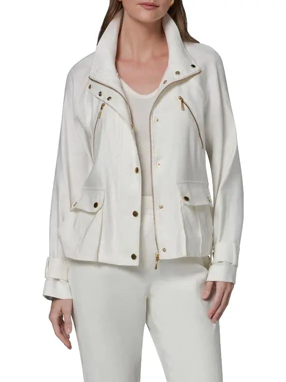 Donna Karan New York Linen Blend Twill Jacket - Cream