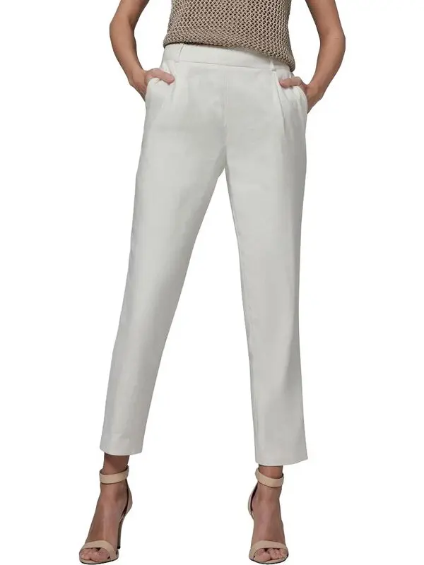 Donna Karan New York Linen-blend Straight Leg Ankle Pants - Cream
