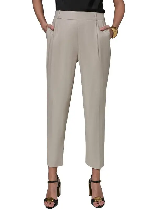 Donna Karan New York Linen-blend Straight Leg Ankle Pants - Tuscan Grey