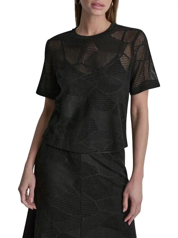 Dkny Croton Lace Top - Black