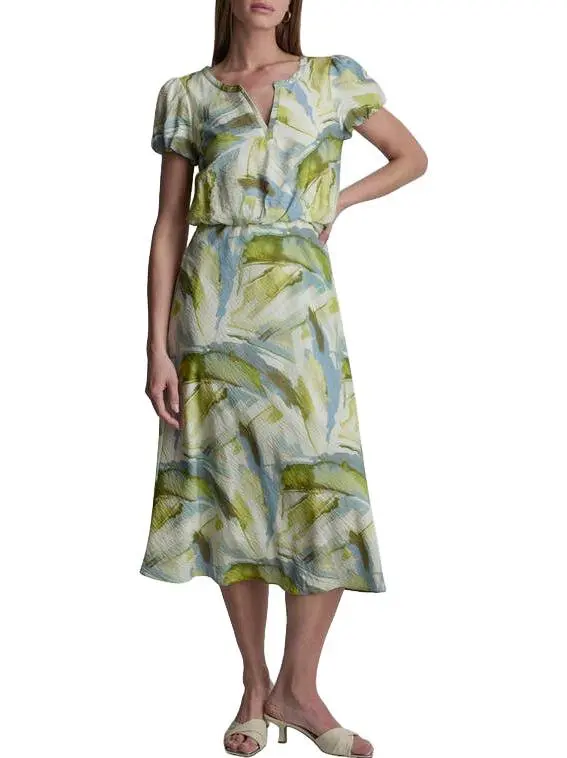 Dkny Abstract Print Voile Midi Dress - March Watercolor