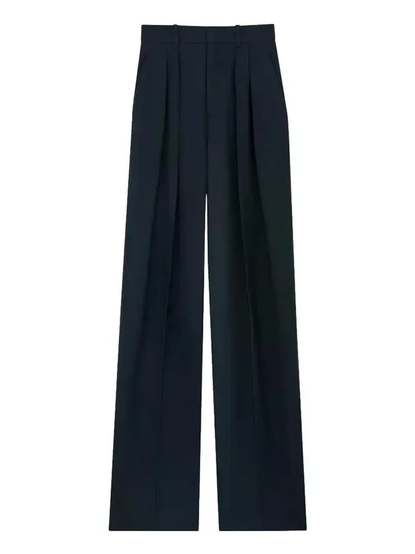 Saint Laurent Pleated Wide Leg Trousers - Blue