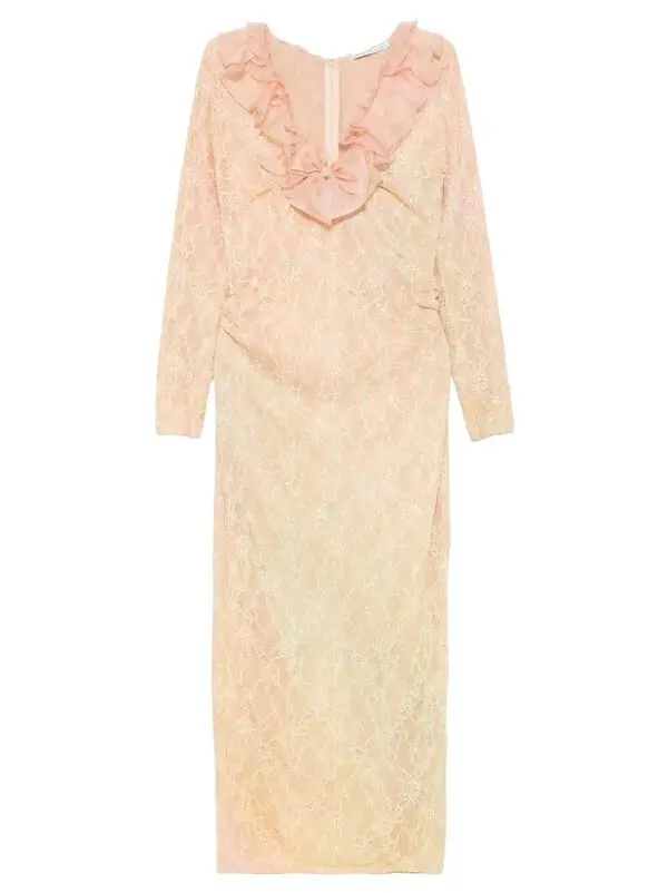 Alessandra Rich Ruffled Midi Dress - Neutrals
