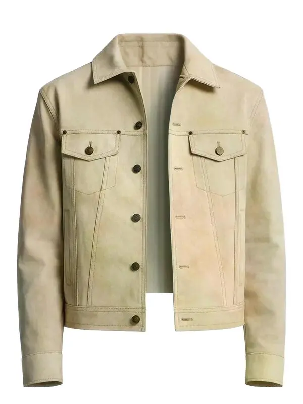Dsquared2 Beige Leather Jacket With Button Fastening - Neutrals