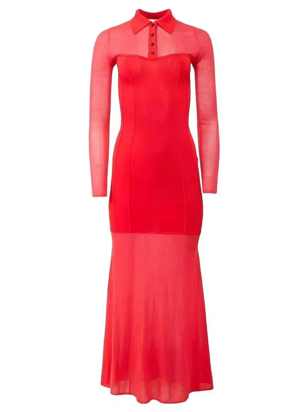 FLEUR DU MAL Kate Button Maxi Dress - Red