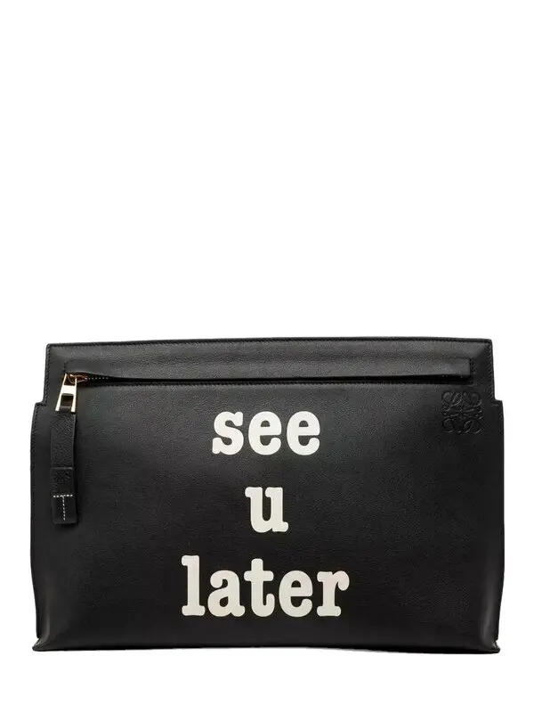 Loewe 2017 Calfskin Anagram See U Later T Pouch - Black