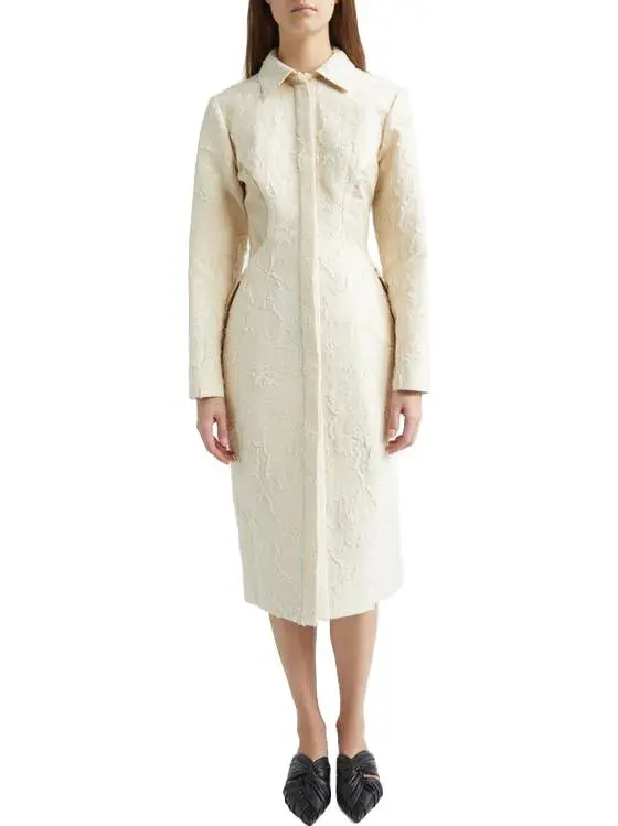 MERUERT TOLEGEN Floral Jacquard Cocoon Coat - Cotton Jacquard