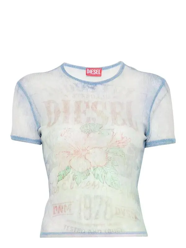 DIESEL® T-iana Floral Print T-shirt - Grey