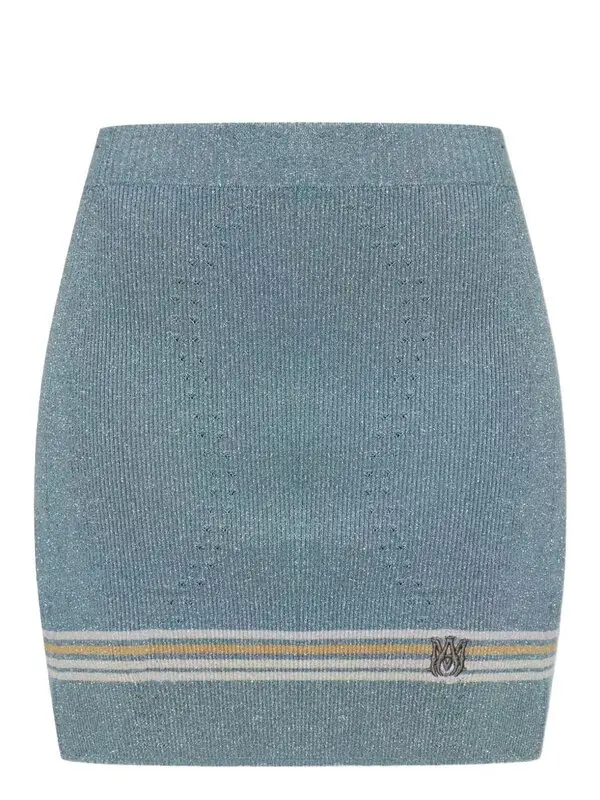 Amiri Ma Stripe Ribbed Knit Mini Skirt - Blue