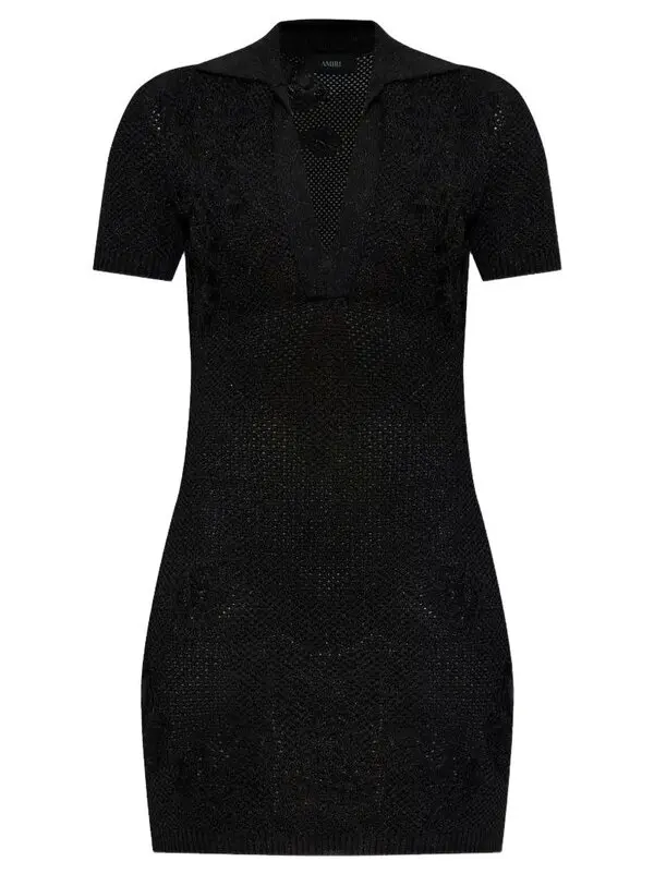 Amiri V-neck Knitted Mini Dress - Black