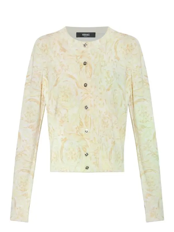 Versace Barocco Print Medusa Button Cardigan - Neutrals