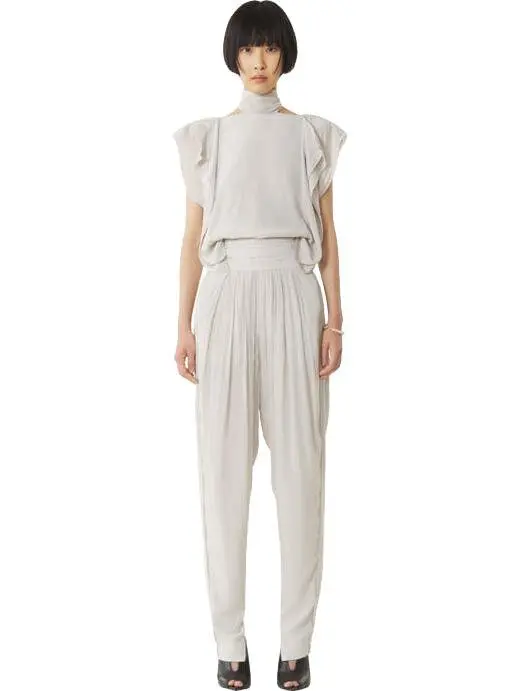 LANVIN Frilled Charmeuse Top - White